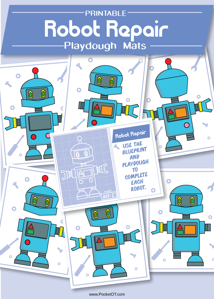Robot Fine Motor/Visual Skills Dough Mats - The Therapeutic Edge Collective